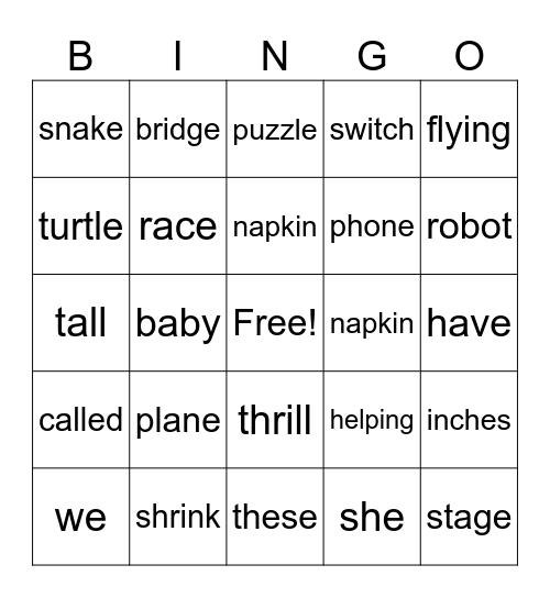 UFLI Review Bingo Card