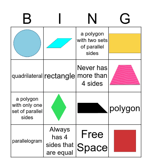 Quadrilateral Bingo Card