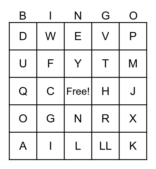 EL ALFABETO Bingo Card