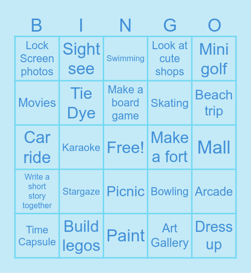Planning Ideas Bingo Card