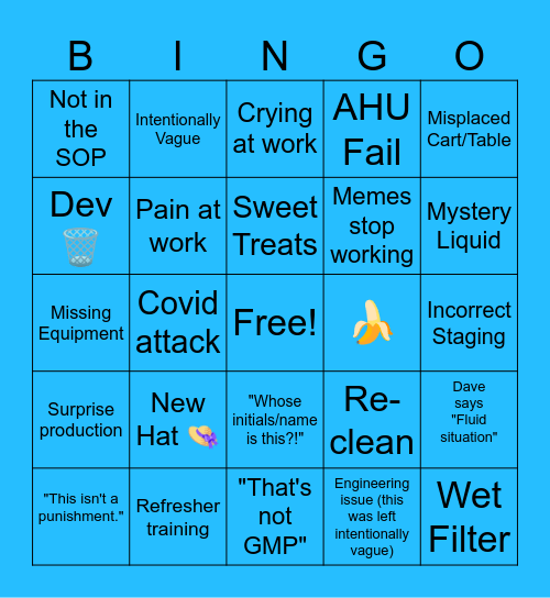 Operations Bingo Card