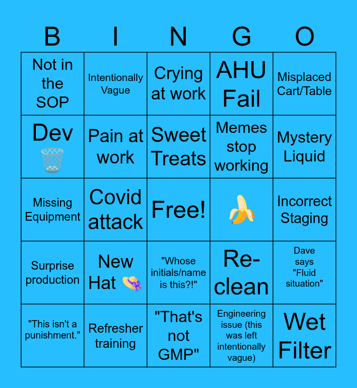 Operations Bingo Card