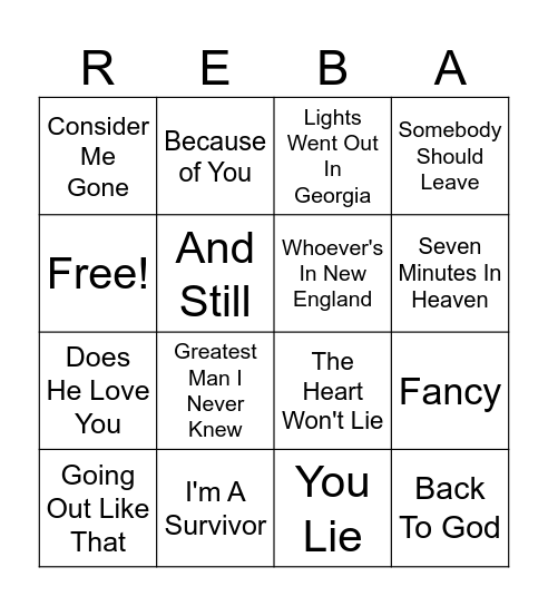 REBA BINGO Card
