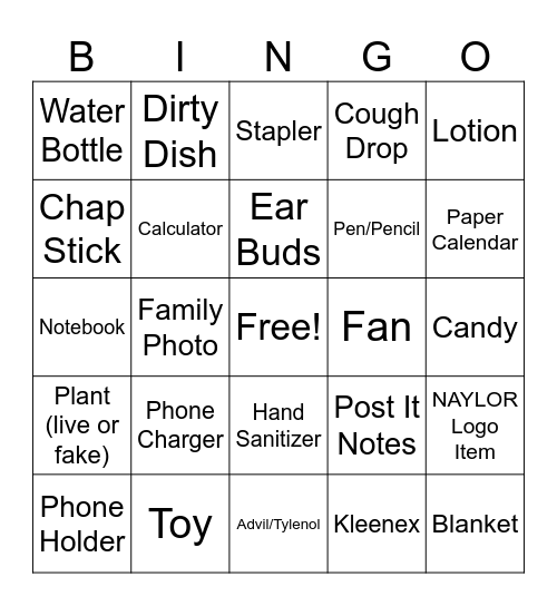 What's on your Desk Bingo Card