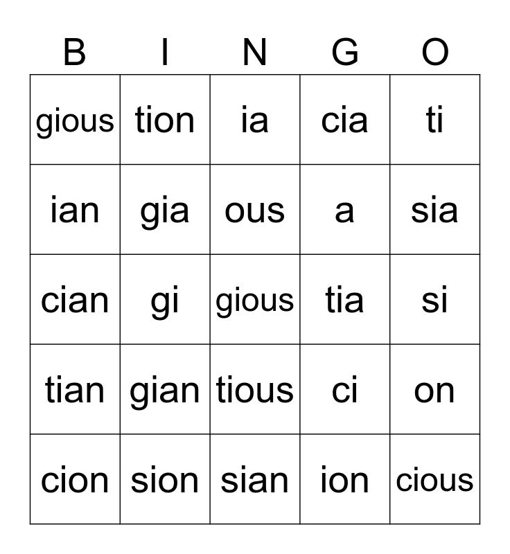 Ending grid first 4 columns Bingo Card