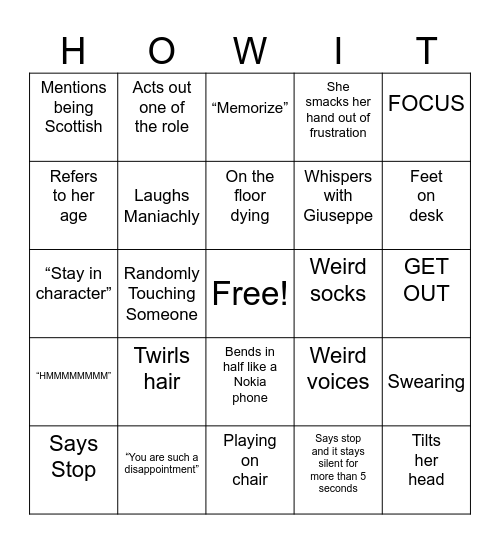 HOWITT Bingo Card