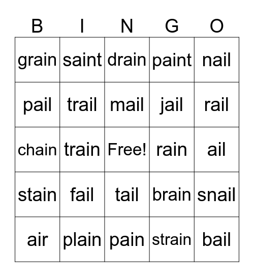 Vowel Team Bingo - ai Bingo Card