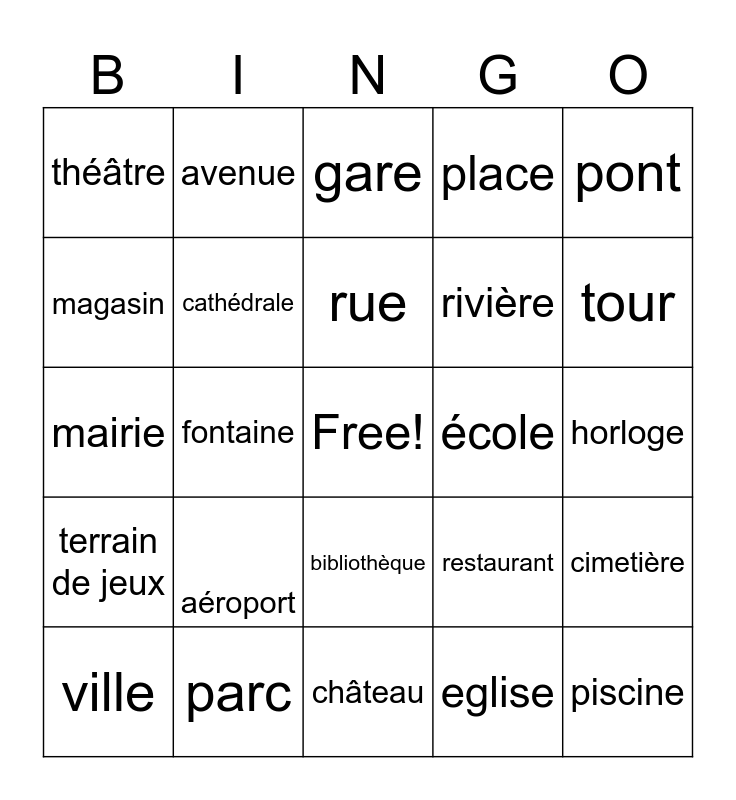LA ville Bingo Card