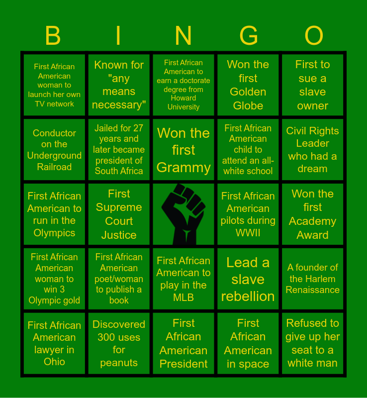 Black History BINGO Card
