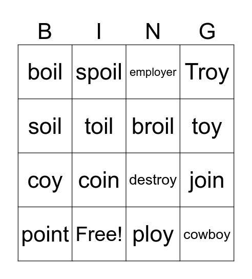 oi oy bingo Card