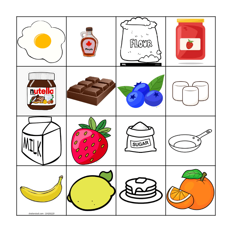 Pancake Day Bingo Card