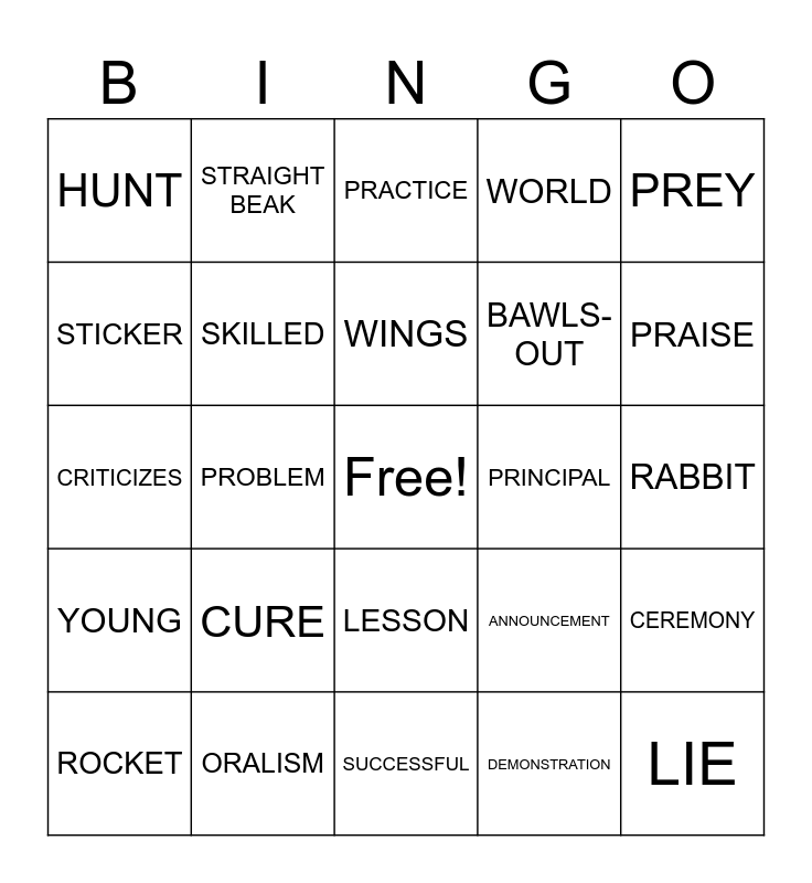 Bird of a Different Feather Ch 3-5 Bingo Card