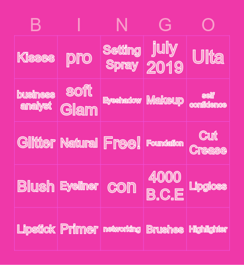 W.O.G Makeup Seminar Bingo Card