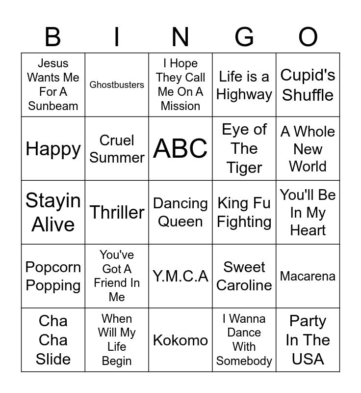 M U S I C Bingo Card