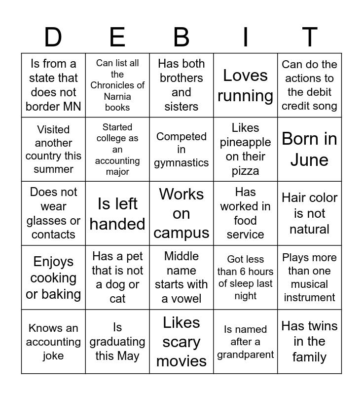 Auditing Mixer Bingo Card