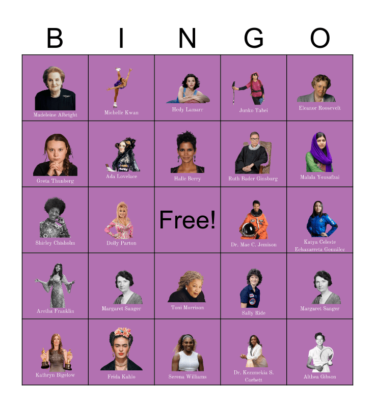 Women's History Month Bingo Card