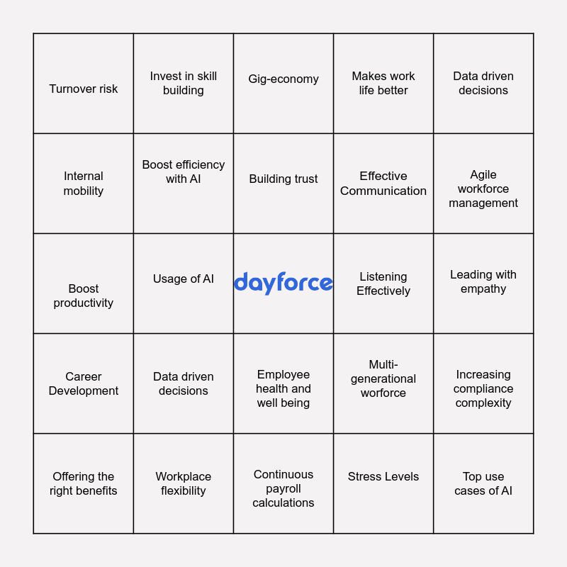 Harnessing the Potential of today's Modern Workforce Bingo Card