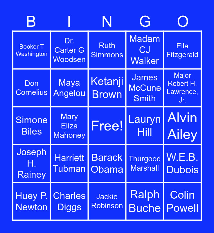 BHM: Famous Figures Bingo Card