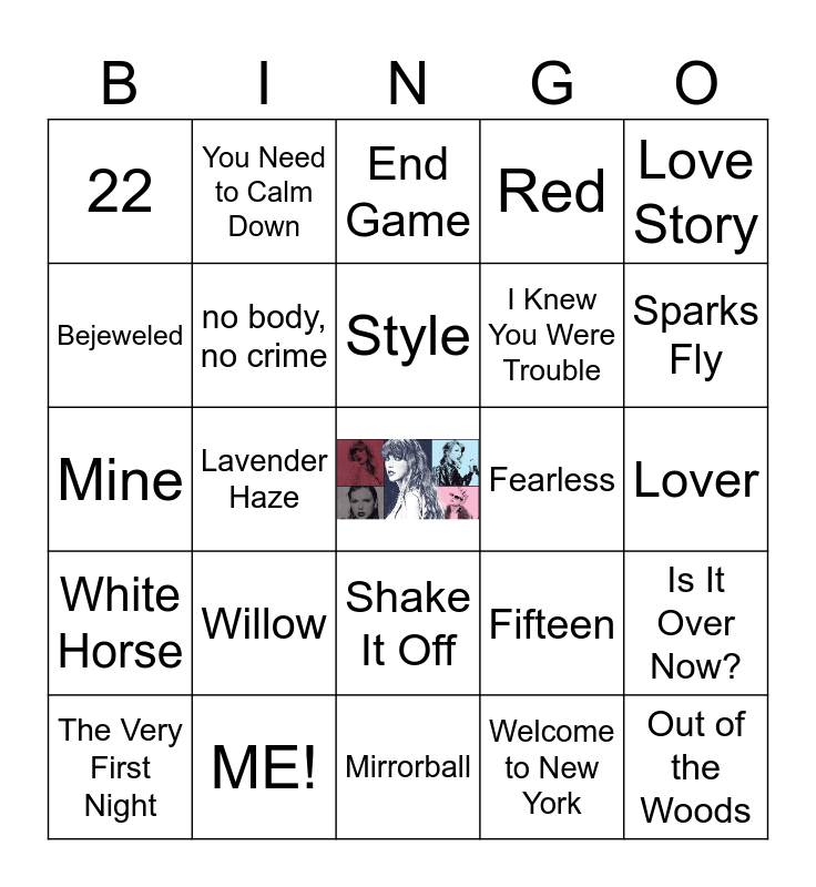 TAYLORS VERSION Bingo Card