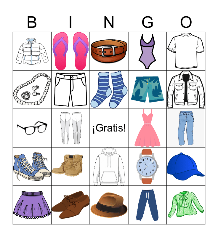 La Ropa Bingo Card