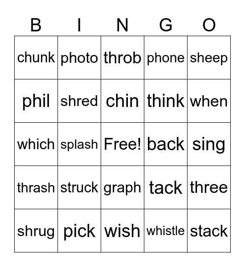 UFLI 49 & 53 Bingo Card