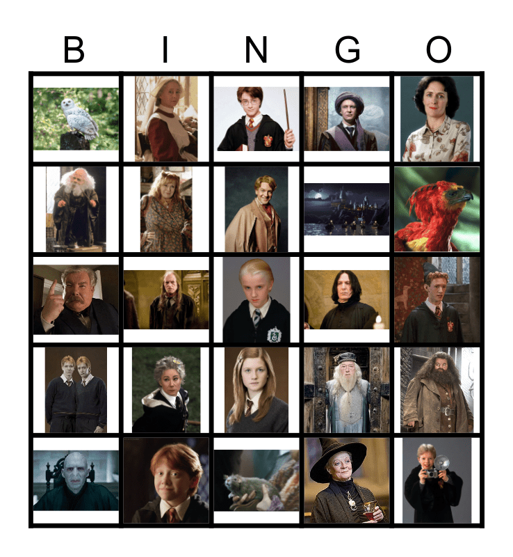 Harry Potter Character Bingo Card