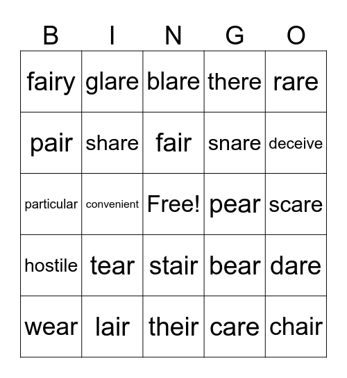 Devon's Spelling Words Bingo Card