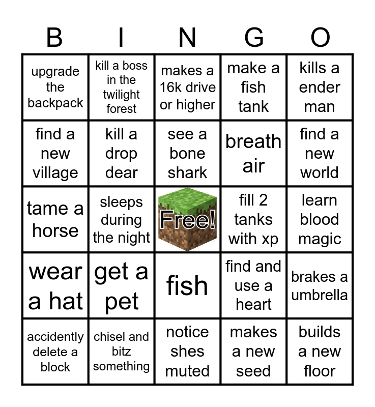 Modded Minecraft Bingo Card