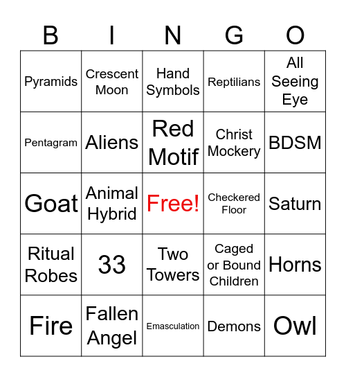 Halftime Ritual Bingo Card