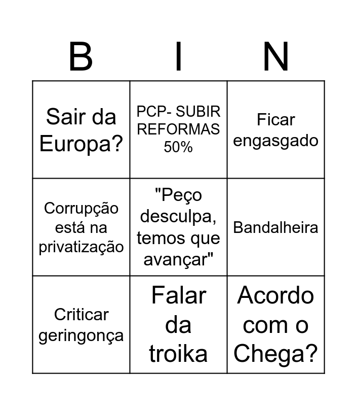Raimudo vs Montenegro Bingo Card