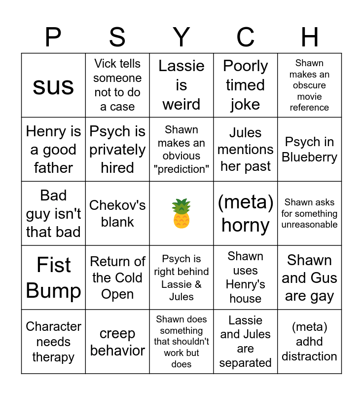 Psych Bingo Card