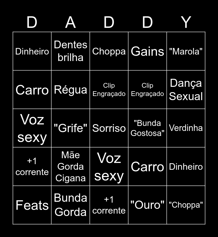 NGC DADDY Bingo Card