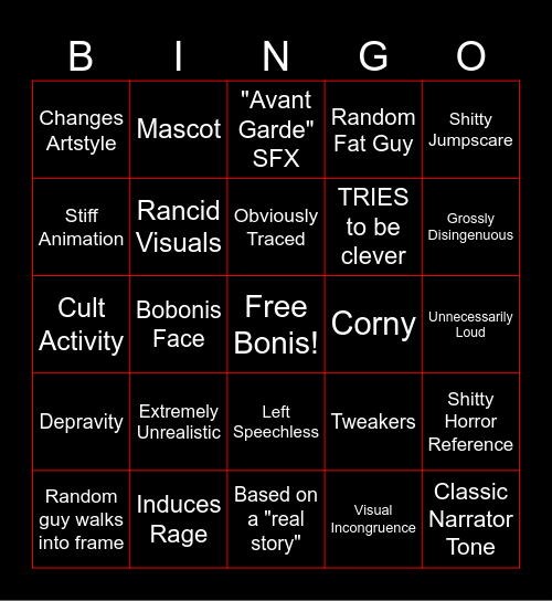 Bobonis Bingo Card