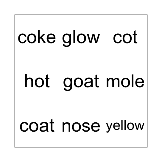 Long \ Short Oo Bingo Card