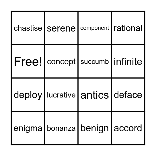 Unit 9 Bingo Card