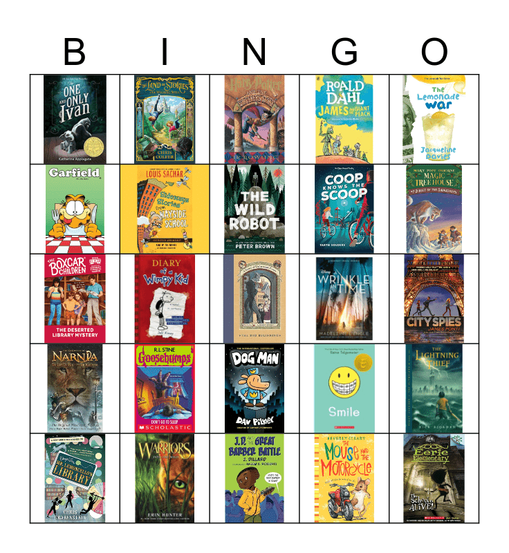 Fourth/Fifth Grade Chapter Books Bingo Card