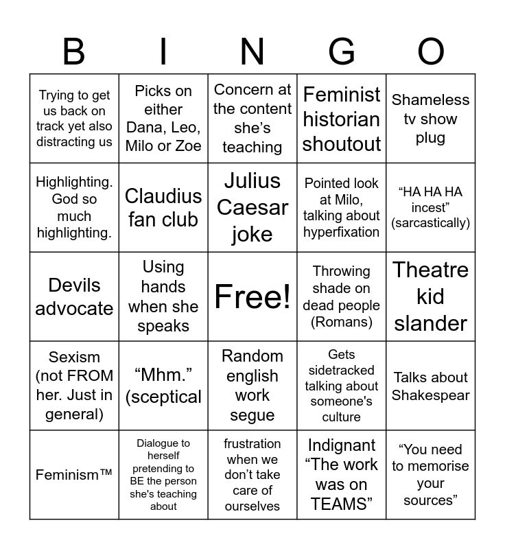 MS SULLIVAN! Bingo Card