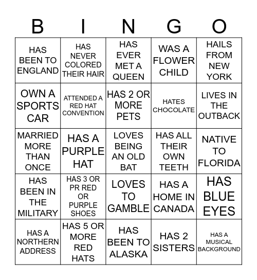 RED HATTER PARTY Bingo Card
