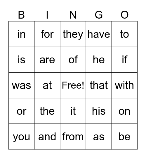 RGR, units 3-7 Bingo Card