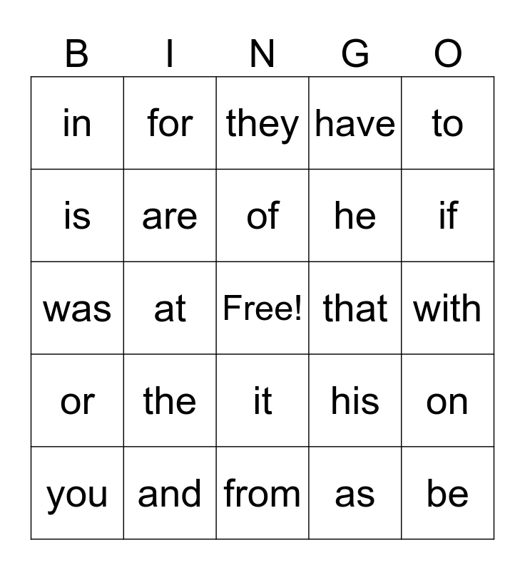 RGR, units 3-7 Bingo Card