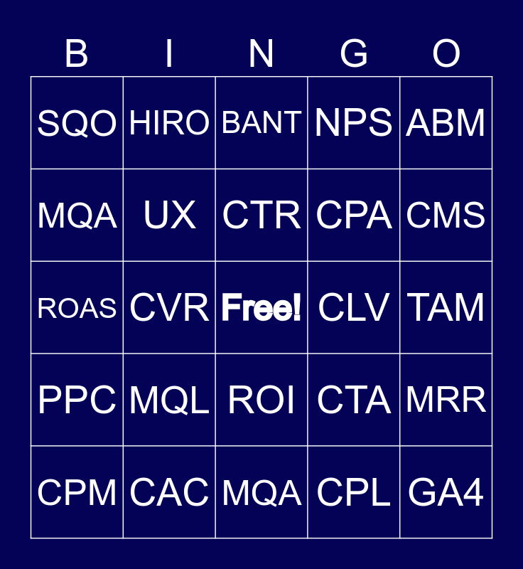 Ruler Analytics B2Bingo Card