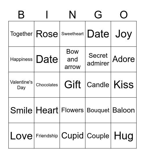 VALENTINE'S DAY Bingo Card