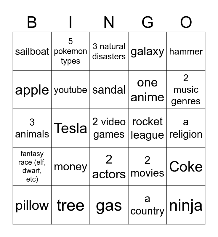 Infinite craft Bingo Card
