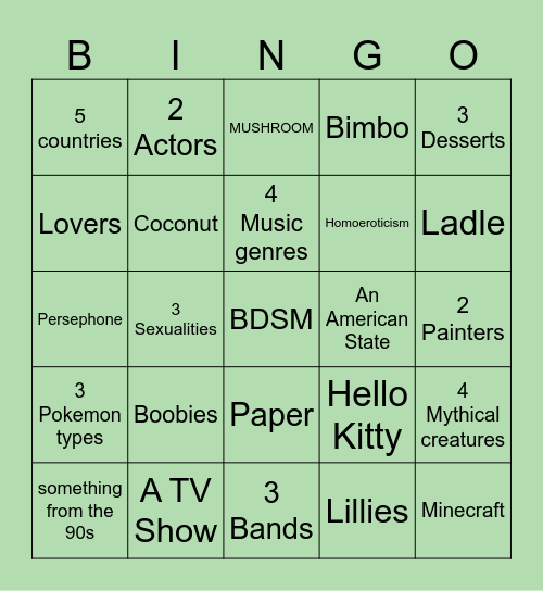 infinite craft Bingo Card