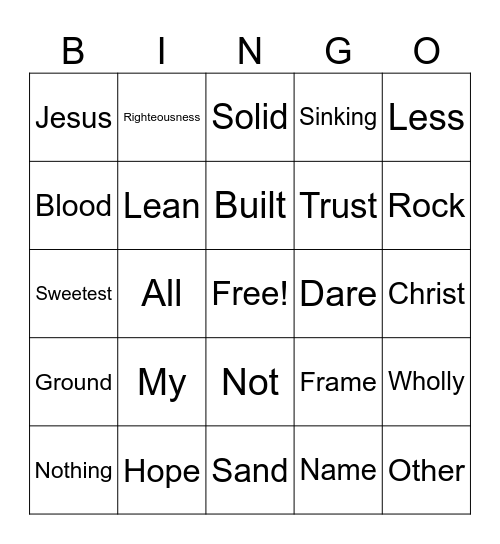 The Solid Rock Bingo Card