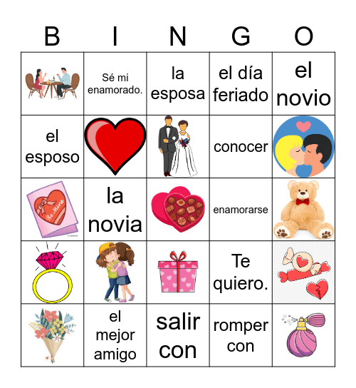 El Día de San Valentín Bingo Card