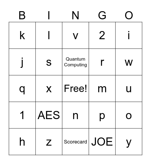 Encryption Bingo Card