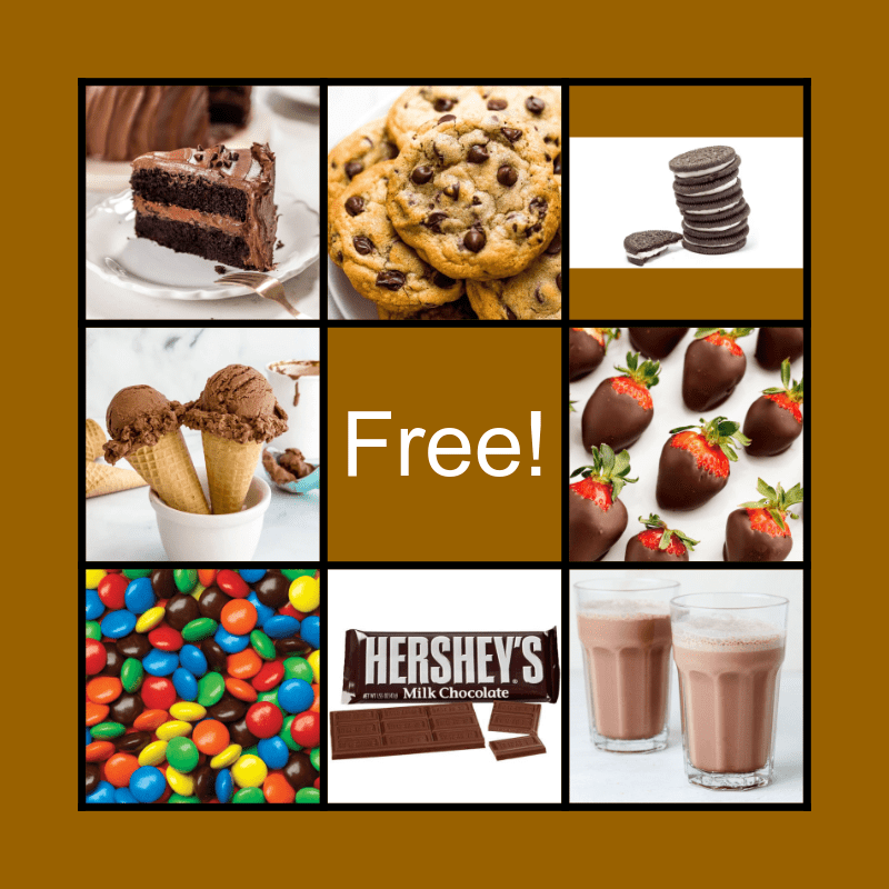 National Chocolate Day Bingo Card
