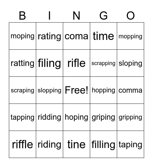 5th grade Bingo Card