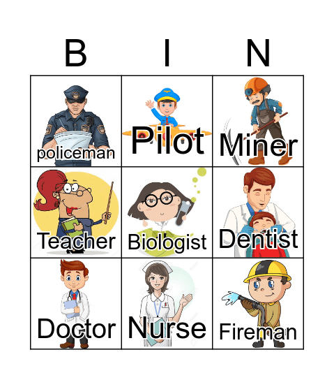 Profesiones Bingo Card